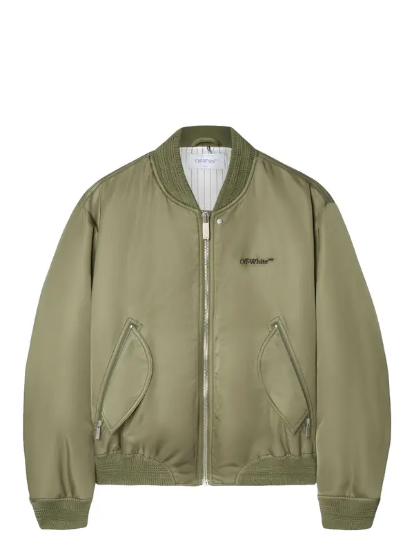 Off-White Logo-embroidered Bomber Jacket - Green