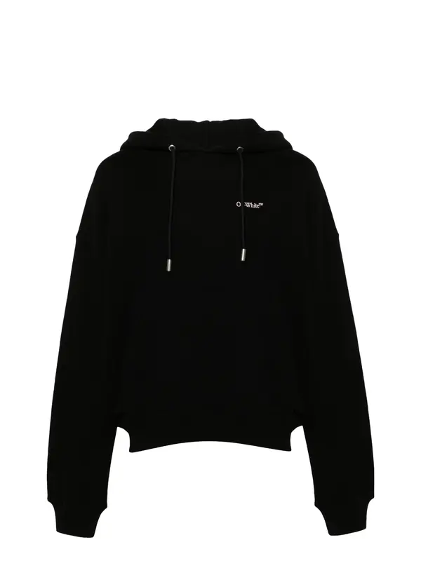 Off-White Logo-embroidered Cotton Hoodie - Black