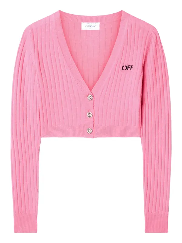 Off-White Wool-cashmere Cardigan - Pink