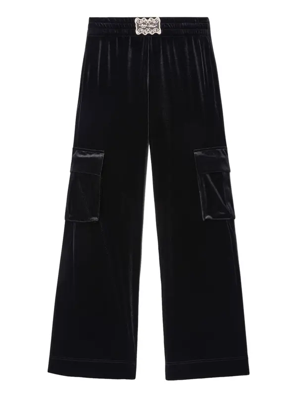 Off-White Velvet Cargo Track Pants - Black