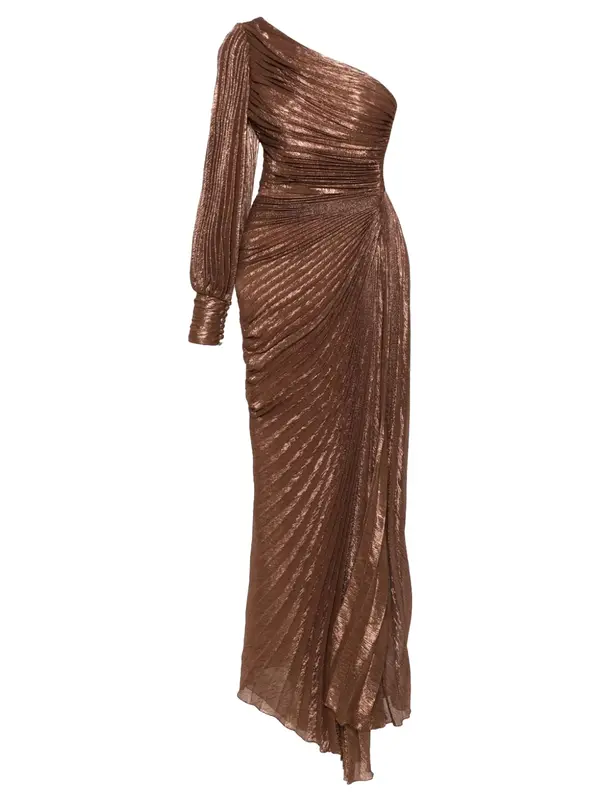 IRIS SERBAN Cleo Pleated One-shoulder Dress - Brown
