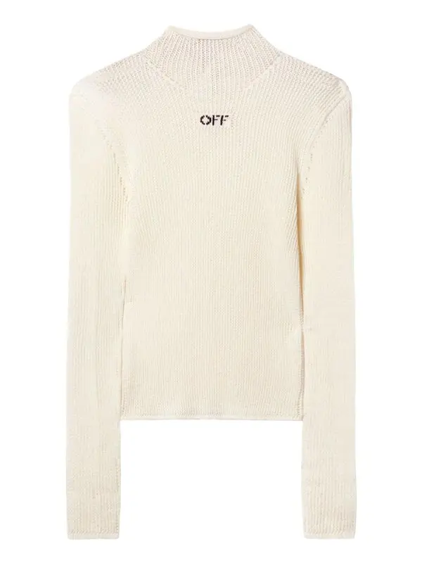 Off-White Intarsia-knit Logo Top - Neutrals