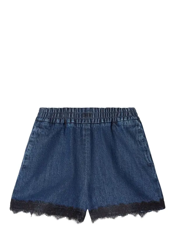 Off-White Lace Detailing Denim Shorts - Blue