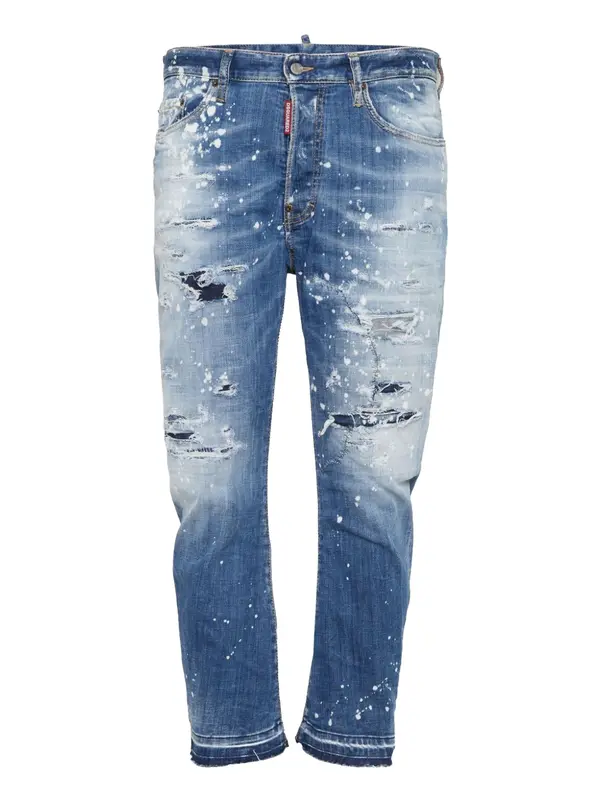 Dsquared2 Distressed Straight-leg Jeans - Blue