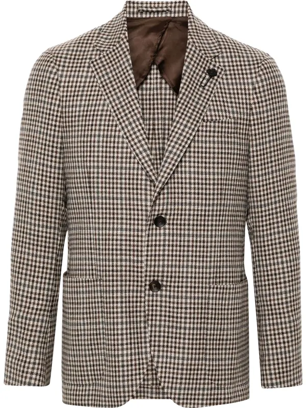 LARDINI Brooch-detail Blazer - Brown