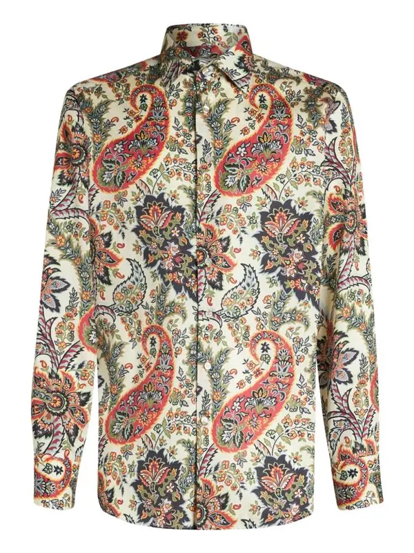 Etro Paisley-print Cotton Shirt - Neutrals