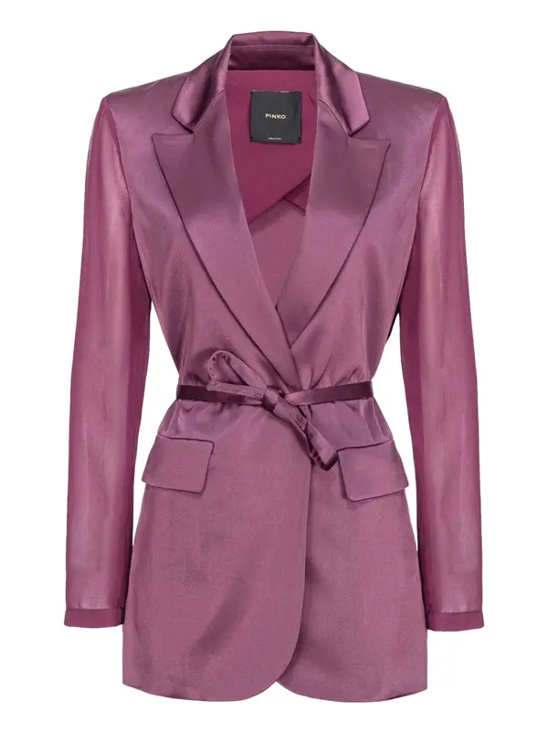 Pinko Belted Satin Blazer - Pink