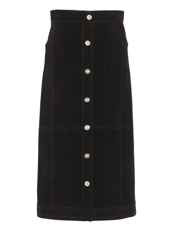 BARRIE High-waisted Midi Skirt - Black