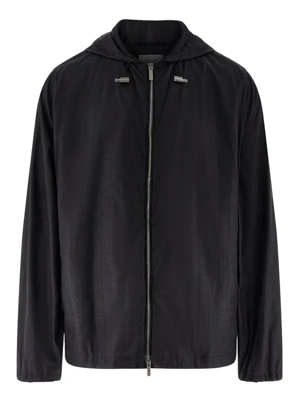 FERRAGAMO Gancini Jacquard Rain Jacket - Black