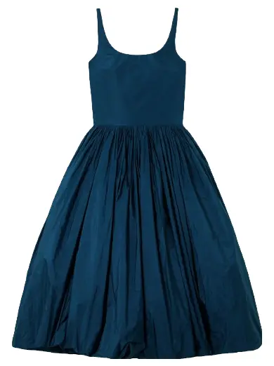 MOLLY GODDARD Lettice Gathered Taffeta Midi Dress - Blue