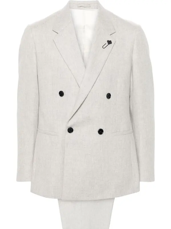 LARDINI Logo-brooch Suit - Neutrals