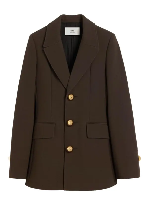 Ami Fitted Buttoned Jacket - Brown