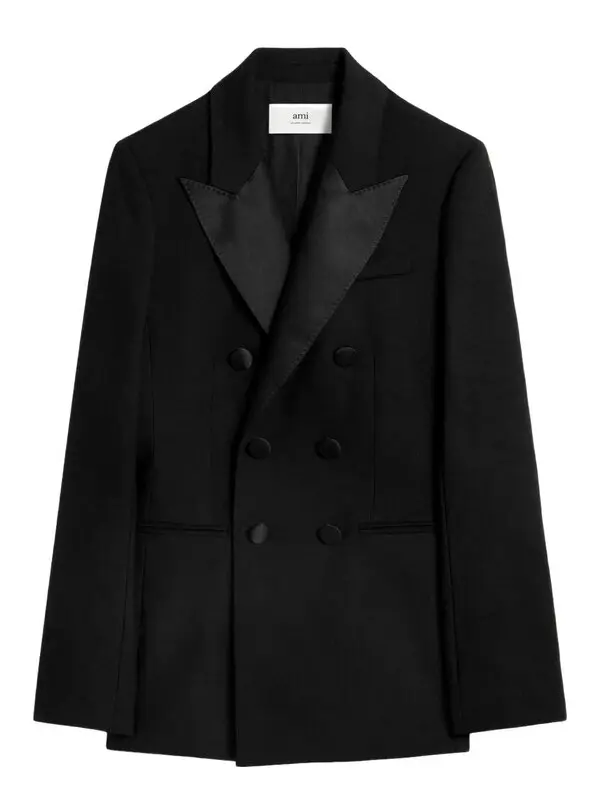 Ami Double-breasted Buttoned Jacket - Black