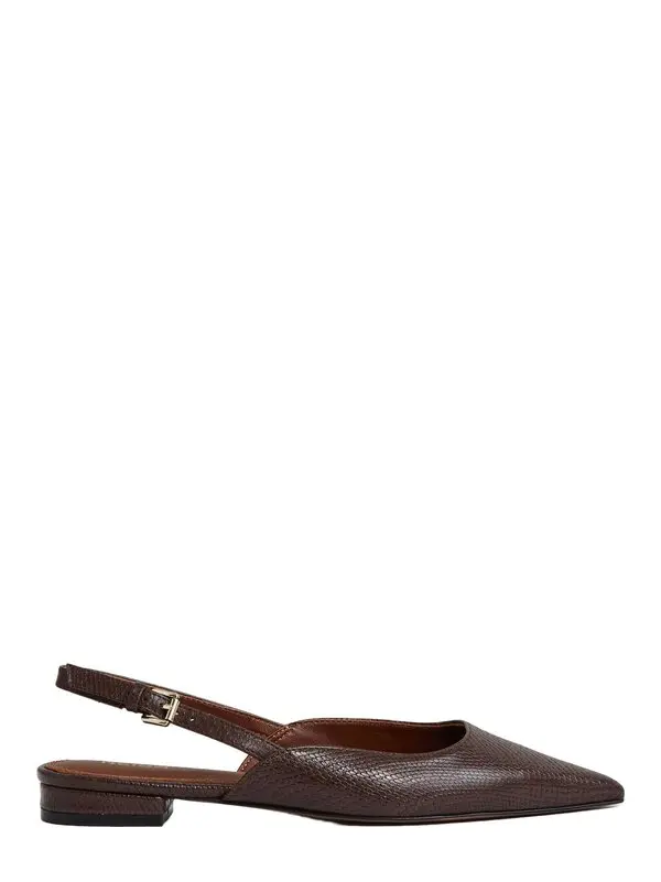 REISS Aubrey Leather Slingback Ballet Flats - Chocolate