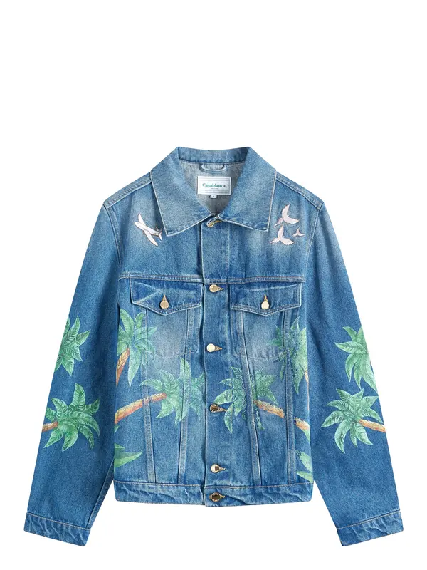 Casablanca Tennis Club Embroidered Denim Jacket - Blue