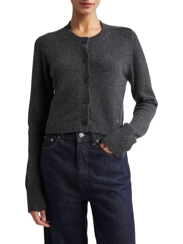 Loulou De Saison Zephir Crop Cashmere Cardigan - Anthracite Melange