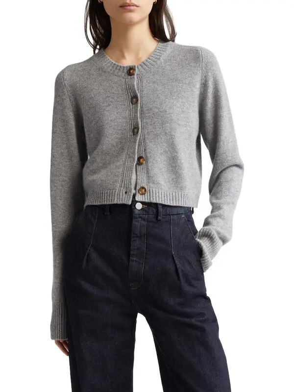 Loulou De Saison Zephir Crop Cashmere Cardigan - Slate Grey