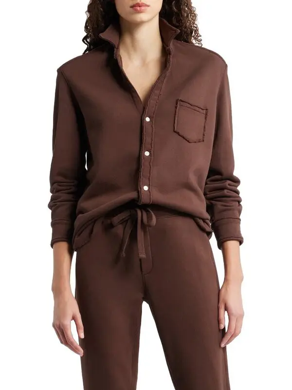 Frank & Eileen Eileen Relaxed Terry Button-up Shirt - Cocoa