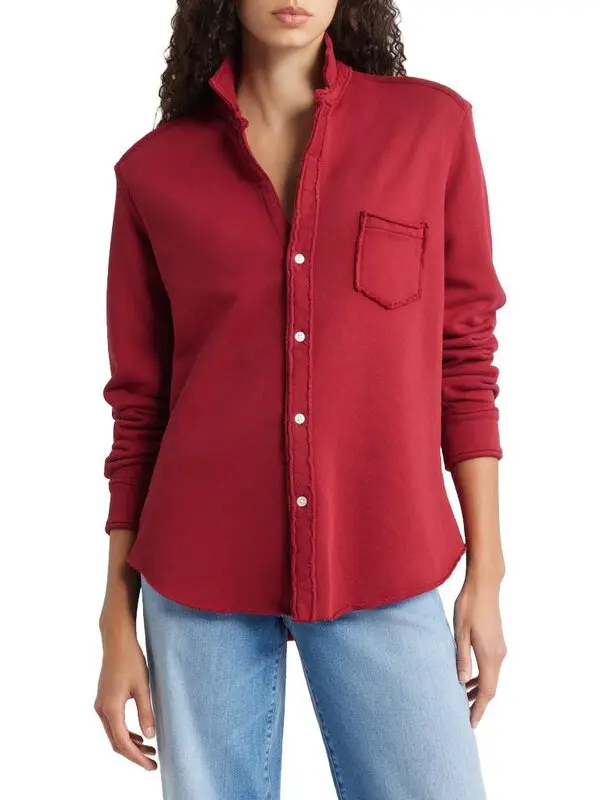 Frank & Eileen Eileen Relaxed Terry Button-up Shirt - Garnet
