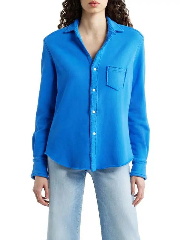 Frank & Eileen Eileen Relaxed Terry Button-up Shirt - Lapis Blue