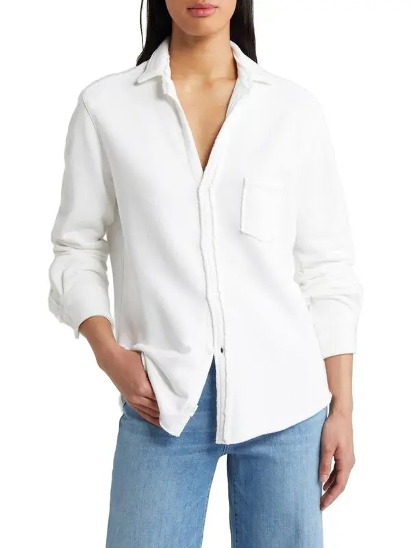 Frank & Eileen Eileen Relaxed Terry Button-up Shirt - White