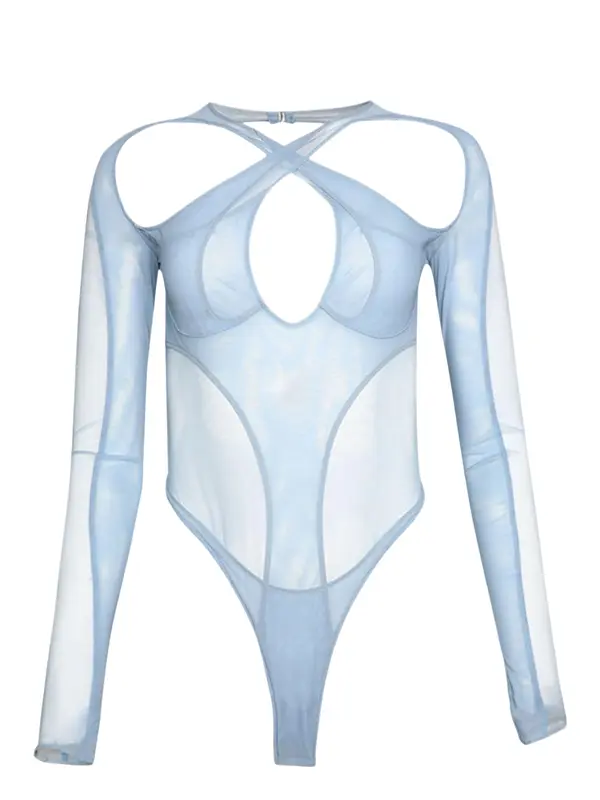 MUGLER Layered Cut-out Bodysuit - Blue
