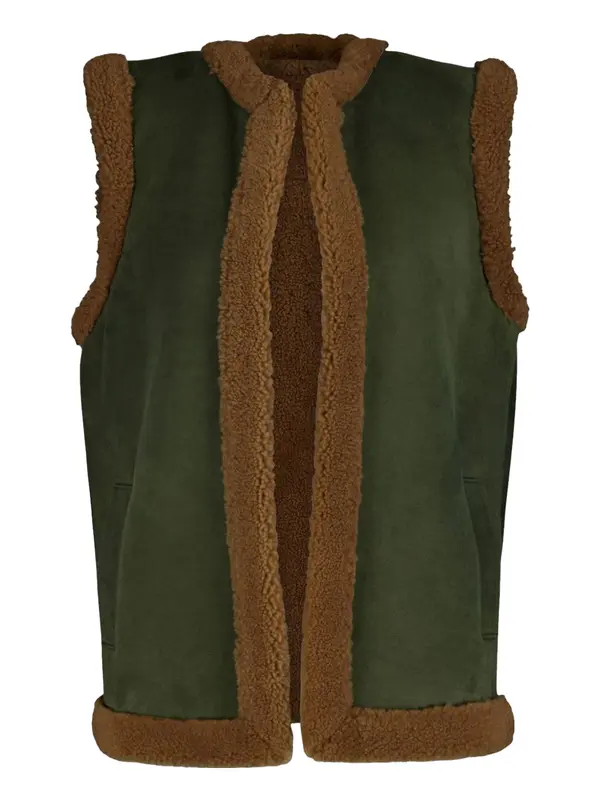 PAULA S Embroidered-patch Shearling Vest - Green