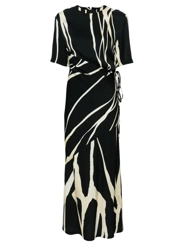 Nanushka Striped Crepe Midi Dress - Black