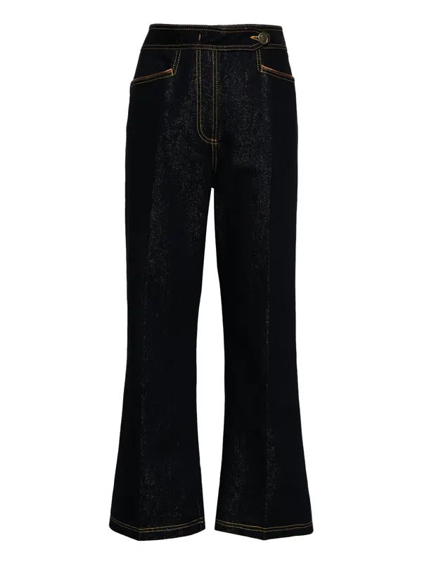 Etro Pegaso Button Cropped Jeans - Blue