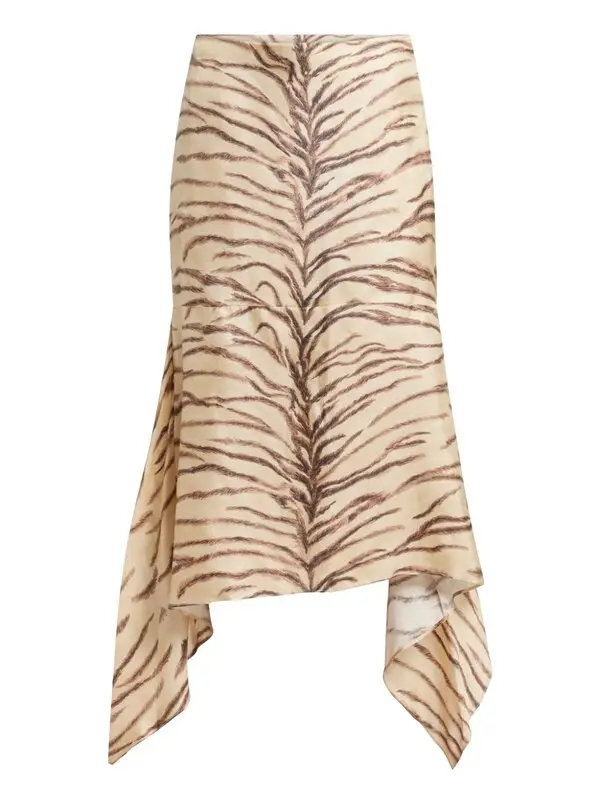 Stella McCartney Tiger-print Midi Skirt - Neutrals