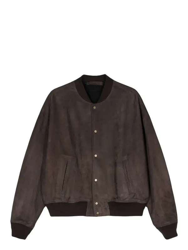 SALVATORE SANTORO Suede Band-collar Jacket - Brown