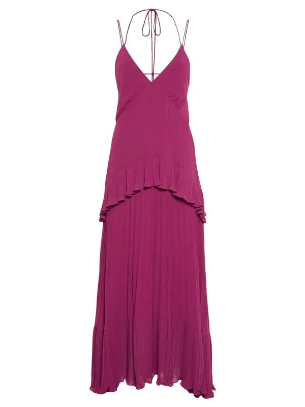 TWINSET Pleated Georgette Maxi Dress - Purple