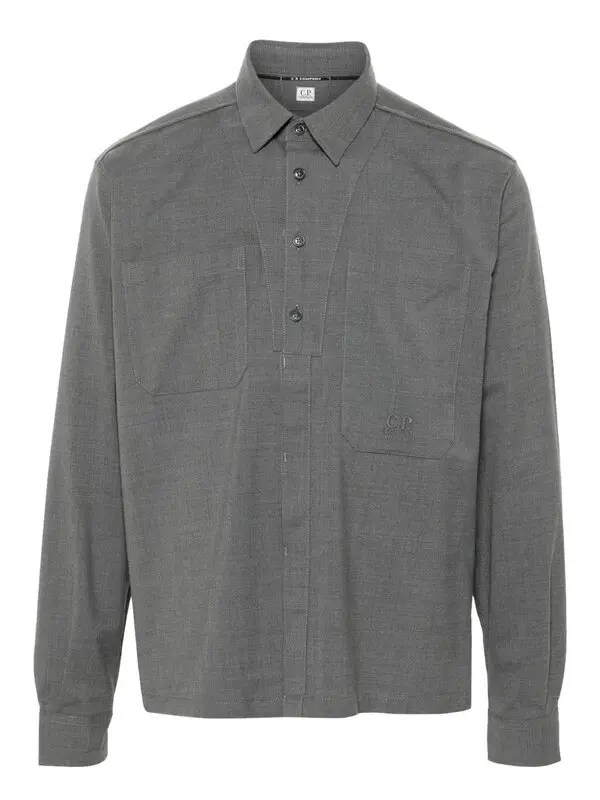 C.P. COMPANY Logo-embroidered Shirt - Grey