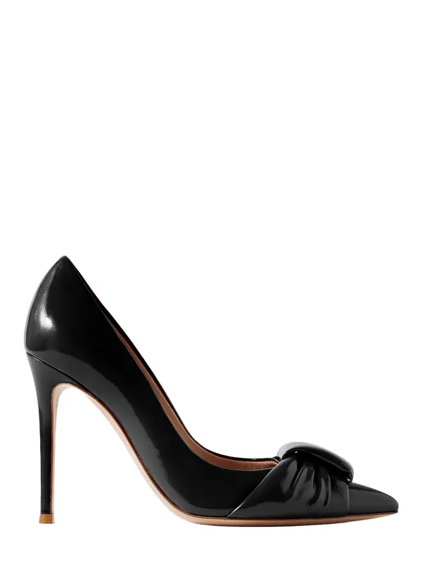GIANVITO ROSSI 95 Gathered Glossed-leather Pumps - Black