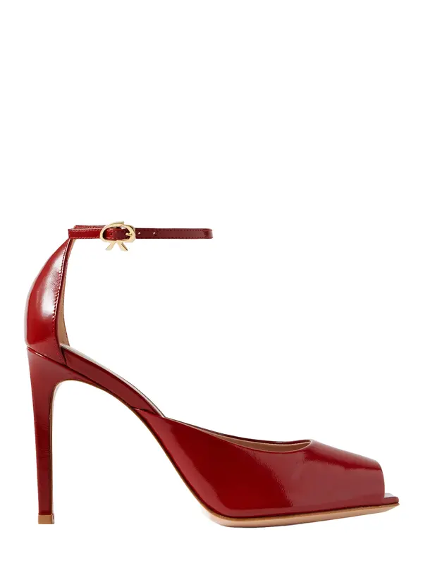 GIANVITO ROSSI Nuit 95 Glossed-leather Pumps - Burgundy