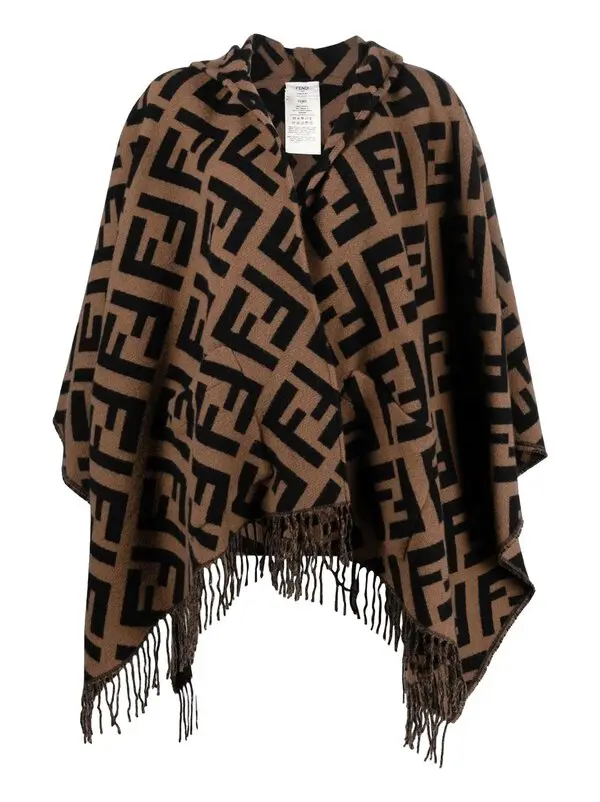 Fendi Ff-jacquard Cashmere Poncho - Brown