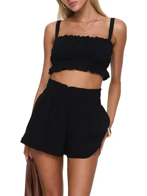 Princess Polly Batson Crop Tank & Shorts Set - Black