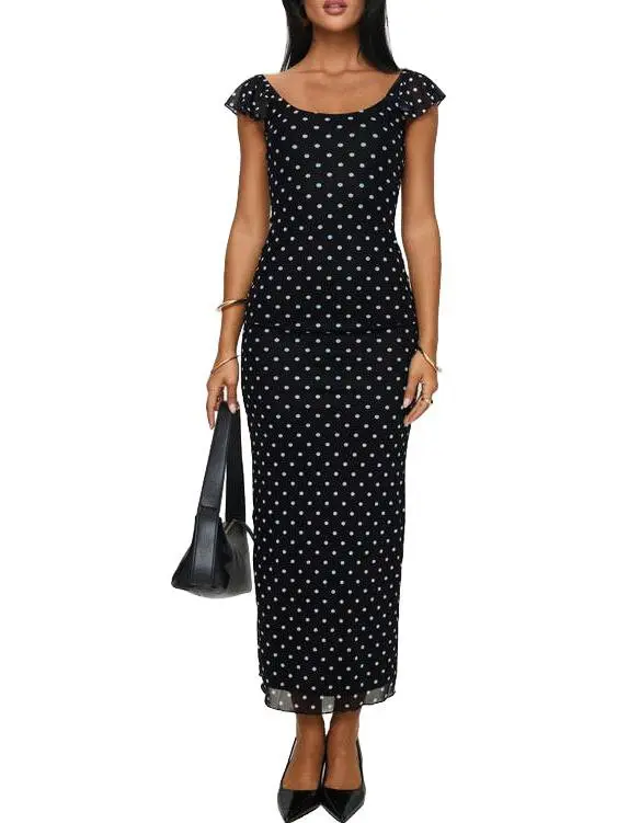 Princess Polly Sandberg Polka Dot Maxi Dress - Black