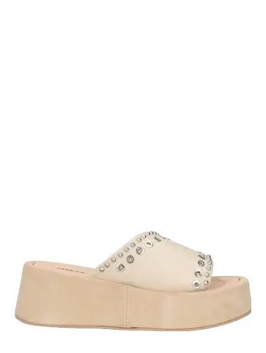 JANET & JANET Leather Wedge Sandals - White