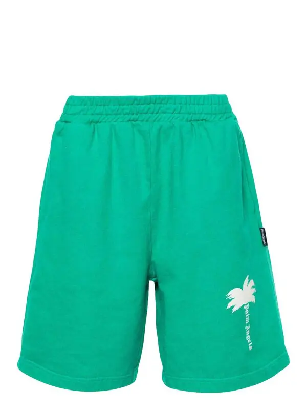 Palm Angels The Palm Cotton Track Shorts - Parakeet Green/white