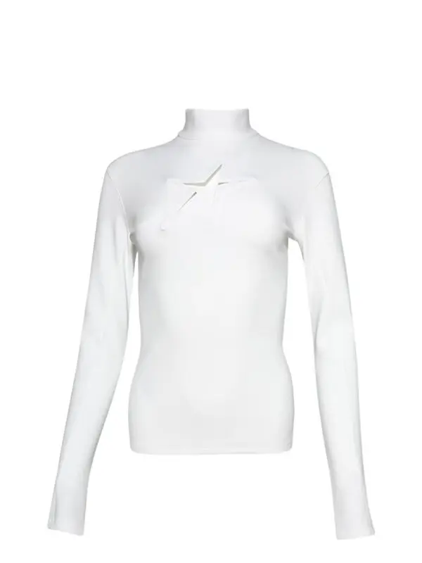 MUGLER Long-sleeved Star Top - Off-white