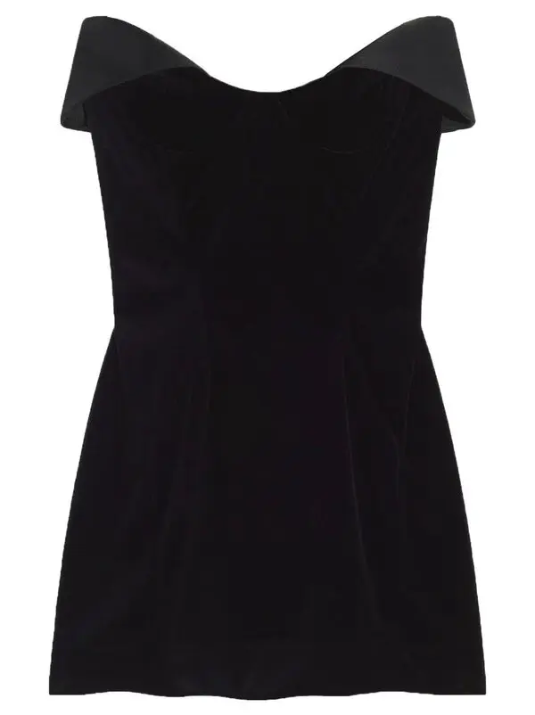 MUGLER Velvet And Satin Mini Dress - Black