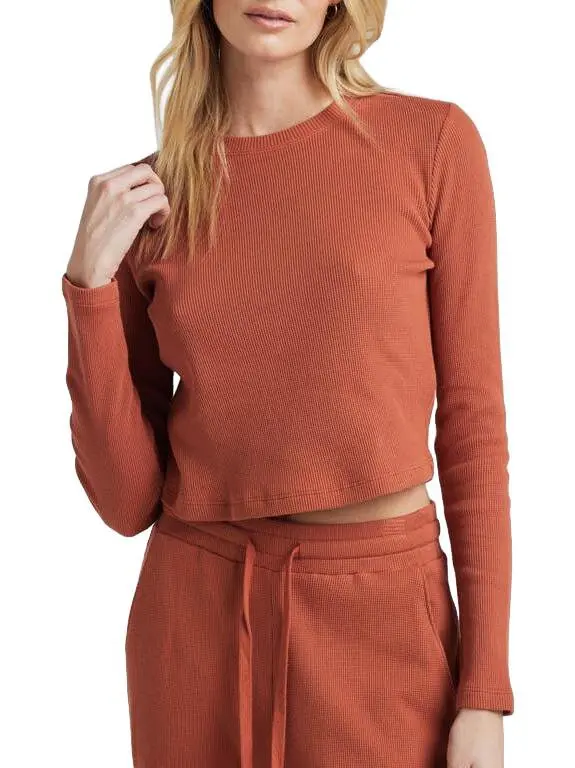 LOSANO Organic Cotton Long Sleeve Crew - Baked Clay