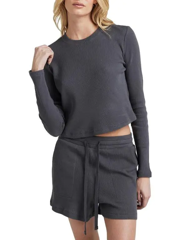 LOSANO Organic Cotton Long Sleeve Crew - Charcoal