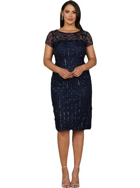 LARA NEW YORK 3d Applique Midi Dress - Navy