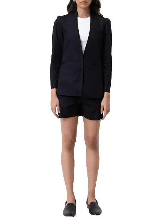 REISTOR Organic Cotton Collarless Blazer - Black