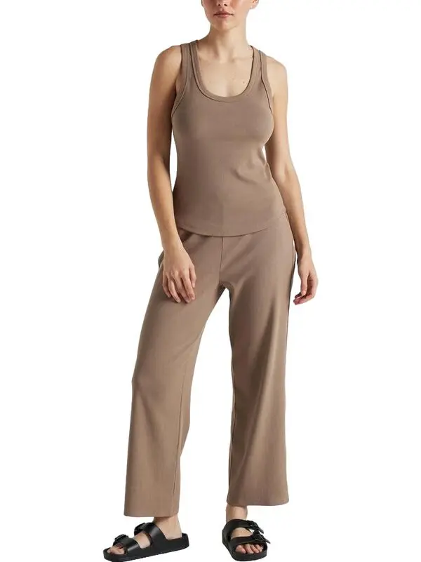 LOSANO Serene Rib Relaxed Pant - Pine Bark