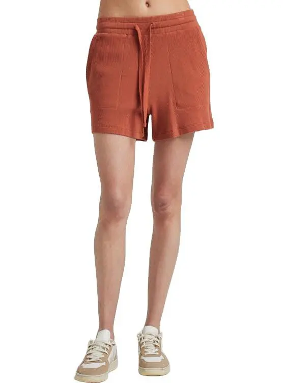 LOSANO Organic Cotton Waffle Weave Shorts - Baked Clay