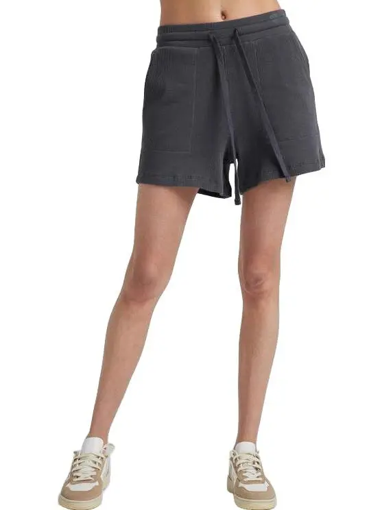 LOSANO Organic Cotton Waffle Weave Shorts - Charcoal