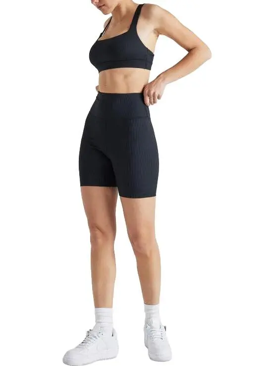 LOSANO Renew Rib Square Neck Bra - Black